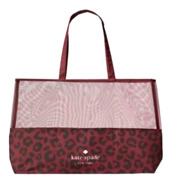 kate spade | Bags | New Kate Spade Large Mesh Tote Blackberry Leopard ...